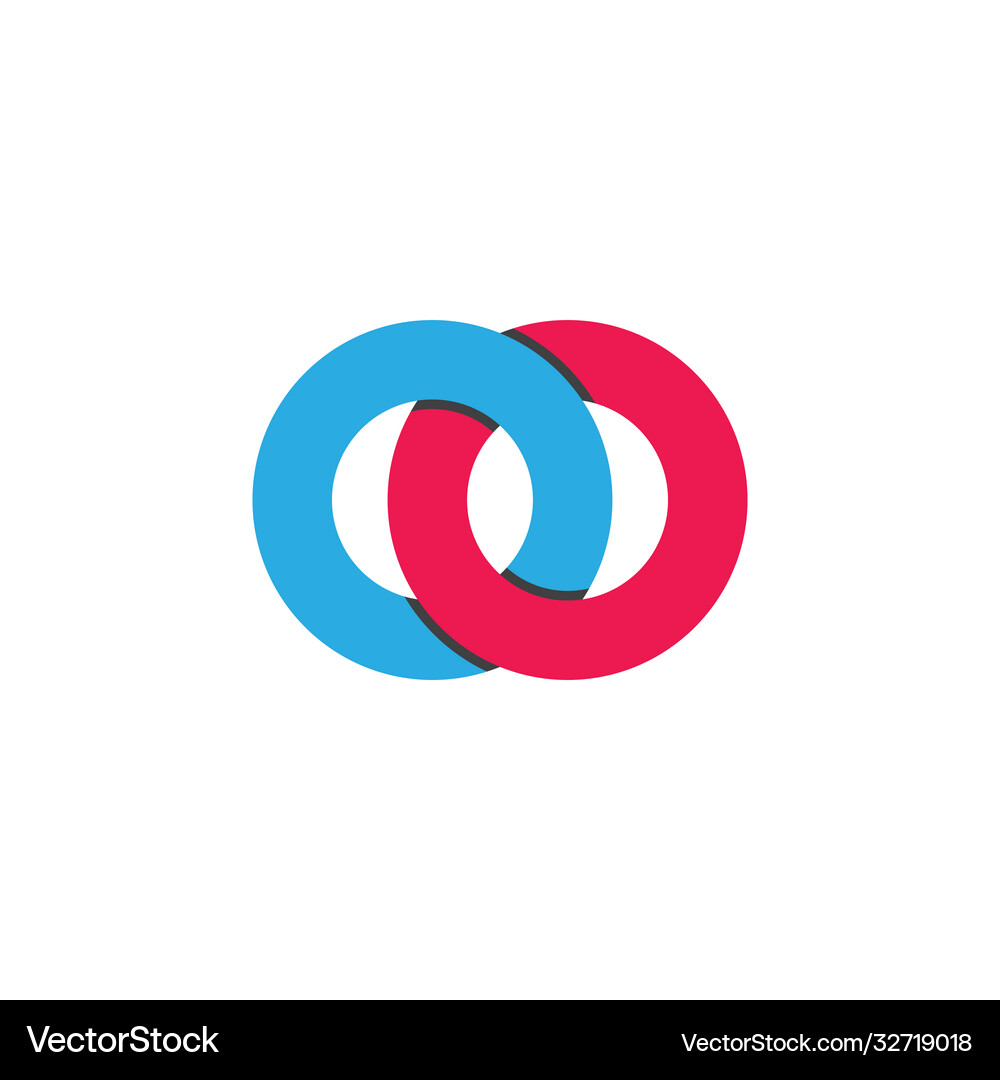 Linked circle shadow logo Royalty Free Vector Image
