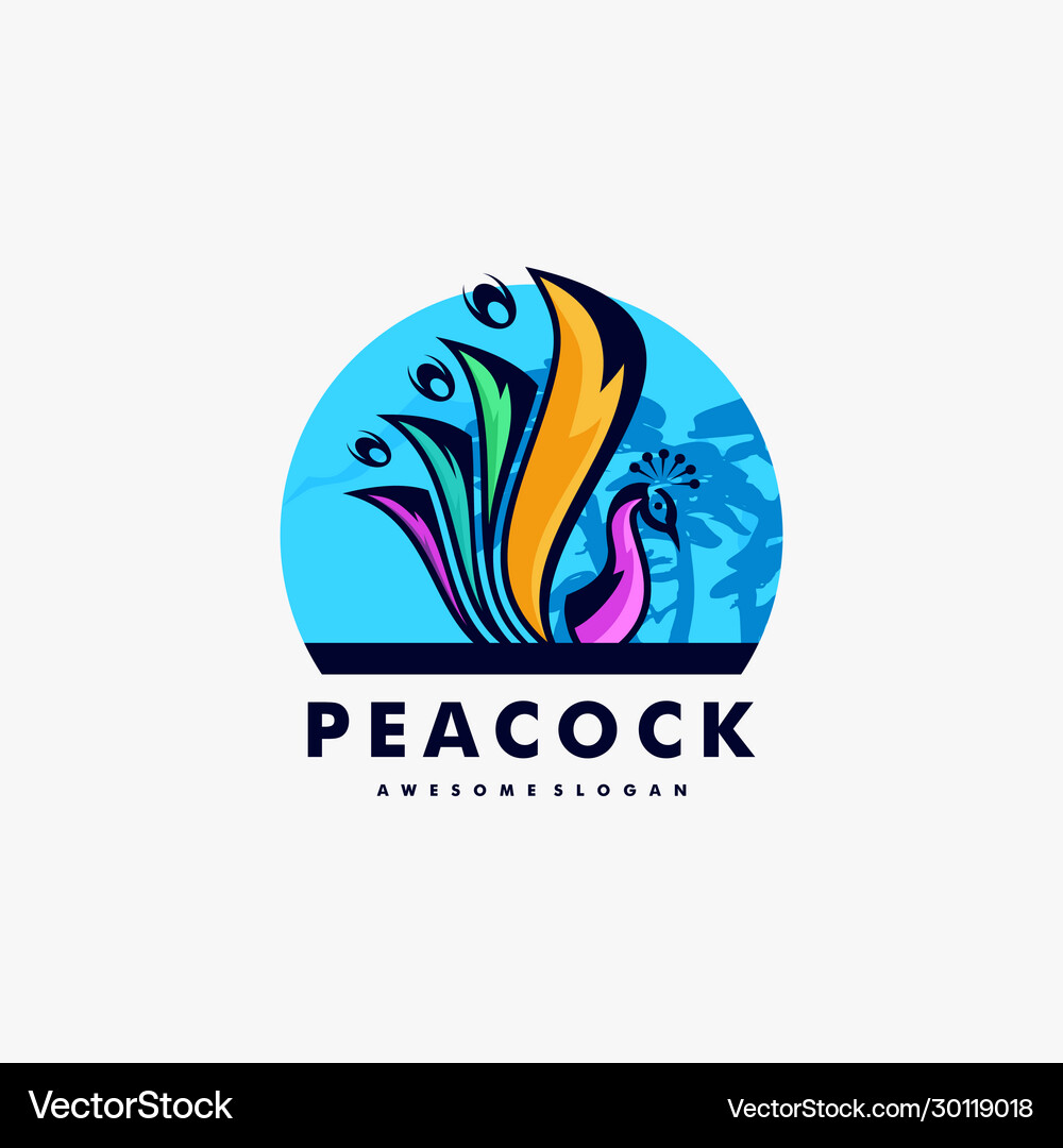 Logo peacock mascot cartoon style Royalty Free Vector Image
