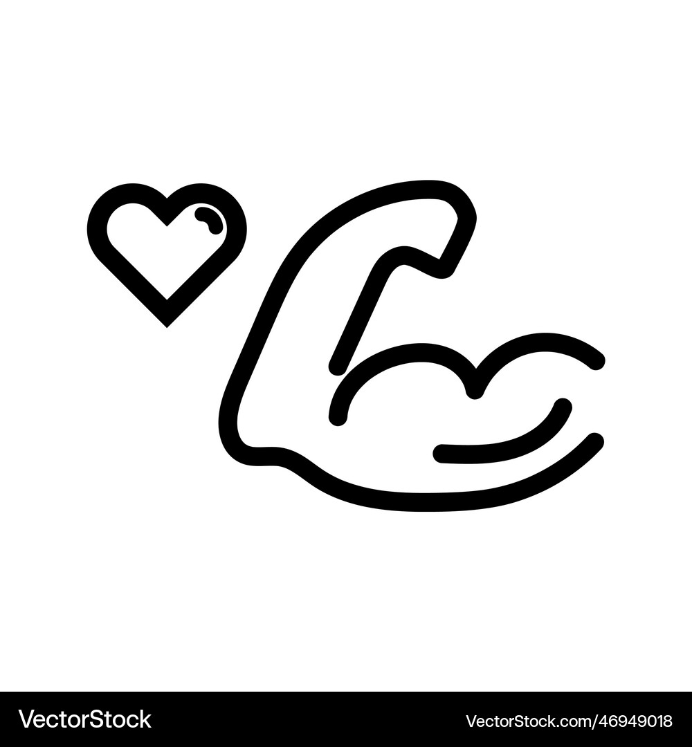 Muscle training icon or upper arm biceps and heart