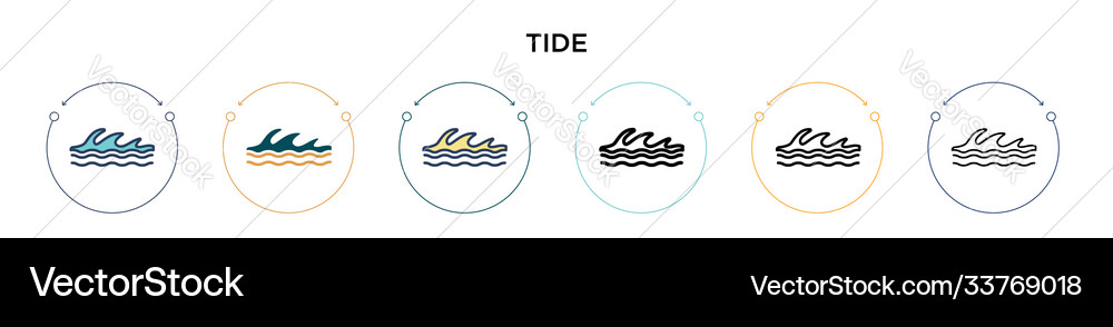Tide icon in filled thin line outline and stroke Vector Image