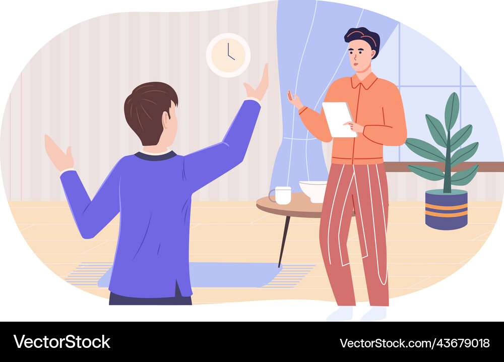 Two male colleagues friends having conversation Vector Image