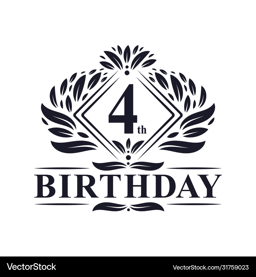 4 years birthday logo luxury 4th Royalty Free Vector Image
