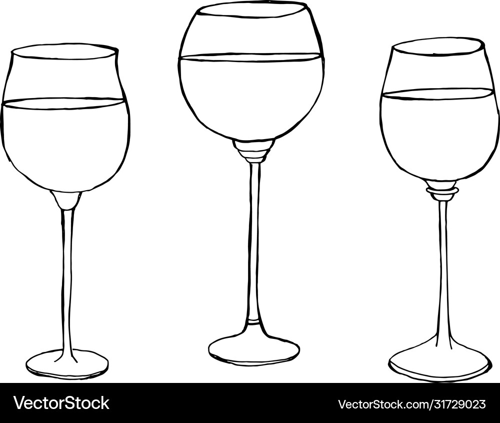 A set drawings glass on white background Vector Image