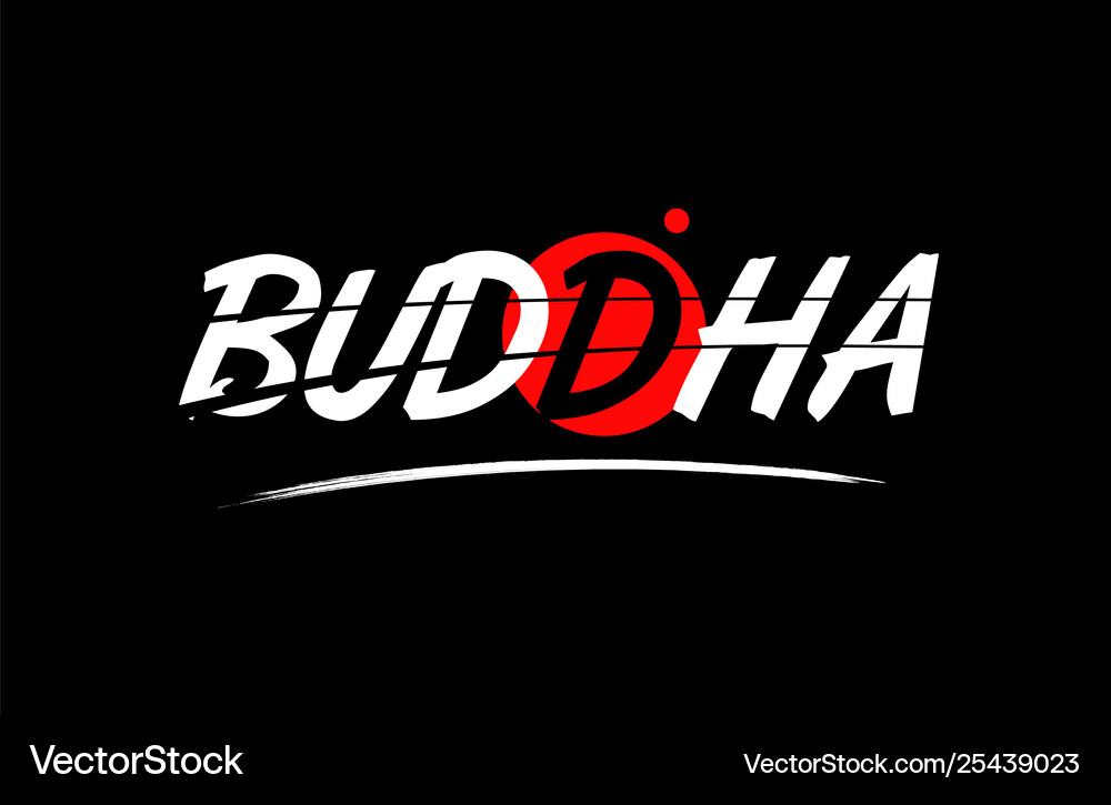 Buddha word text logo icon with red circle design Vector Image