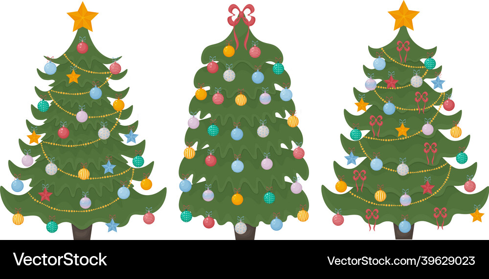 Christmas trees a set of three trees Royalty Free Vector
