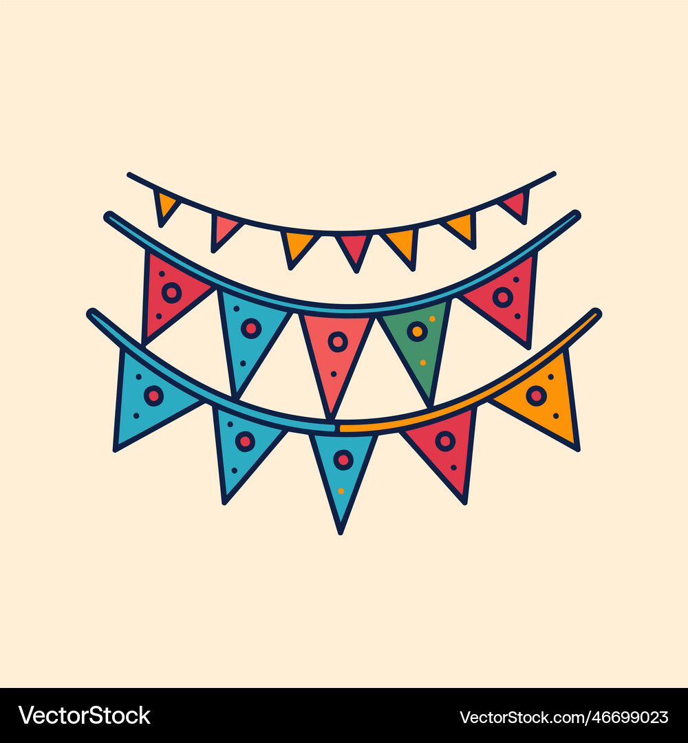 Colorful hanging pennants decorations Royalty Free Vector