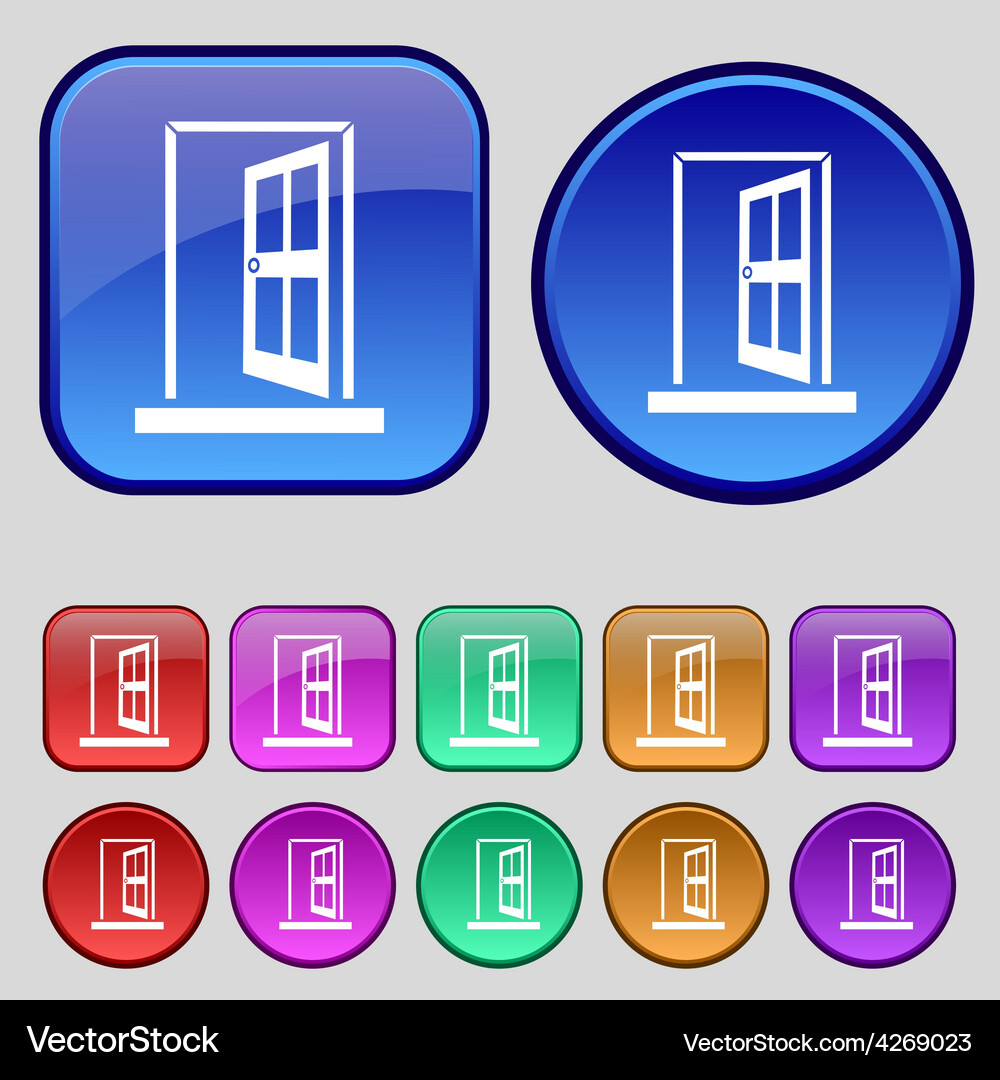 Door enter or exit icon sign a set of twelve Vector Image