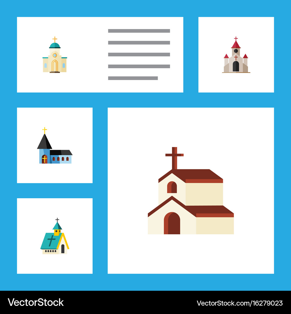 Flat icon christian set religious religion Vector Image
