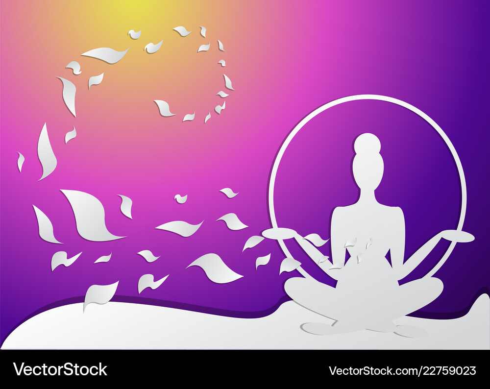 Girl silhouette meditate Royalty Free Vector Image