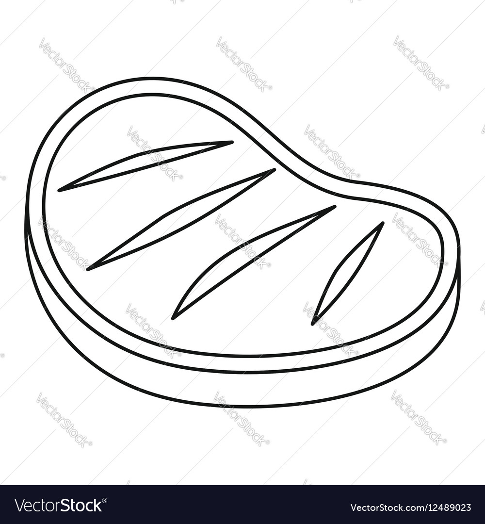 Grilled Beef Steak Icon Outline Style Royalty Free Vector