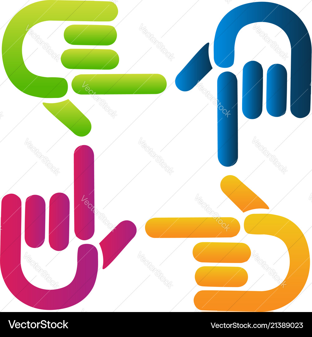 Group of colorful pointing hands icon Royalty Free Vector