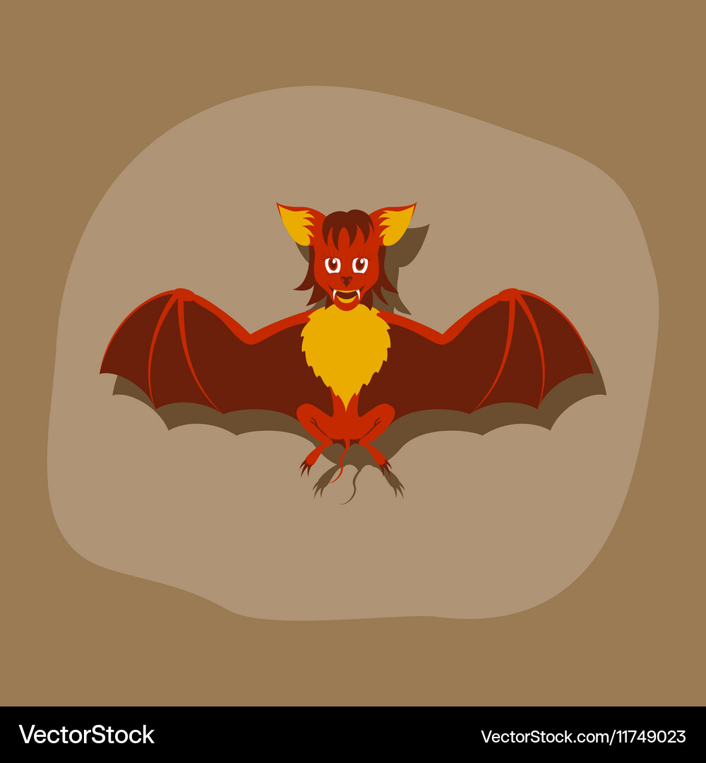 Paper sticker on stylish background cute bat Vector Image