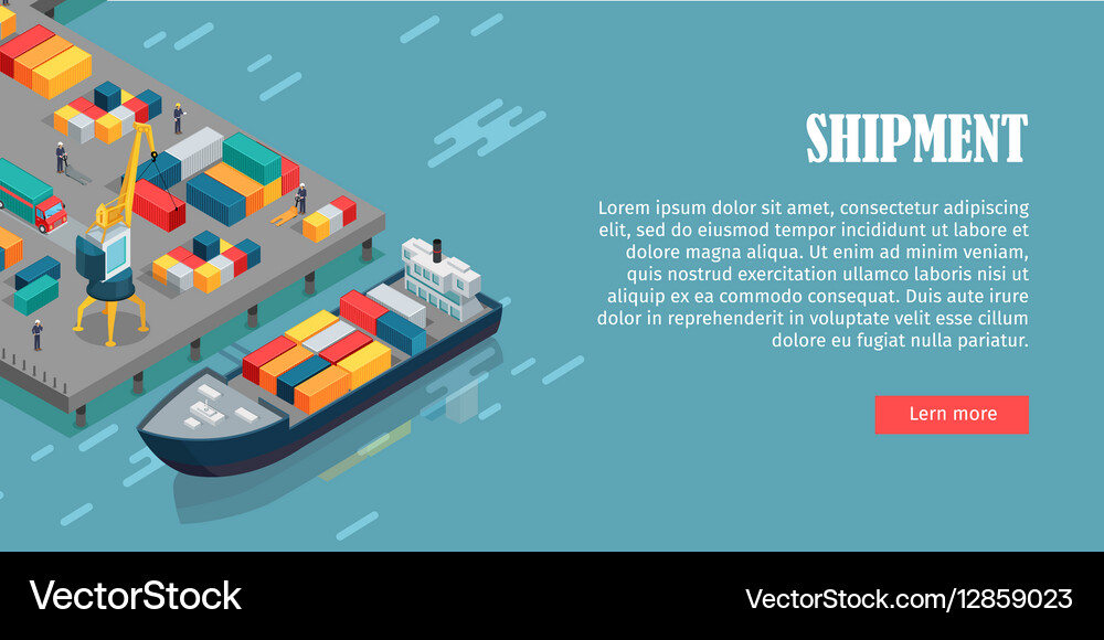 Port warehouse shipment banner cargo containers Vector Image