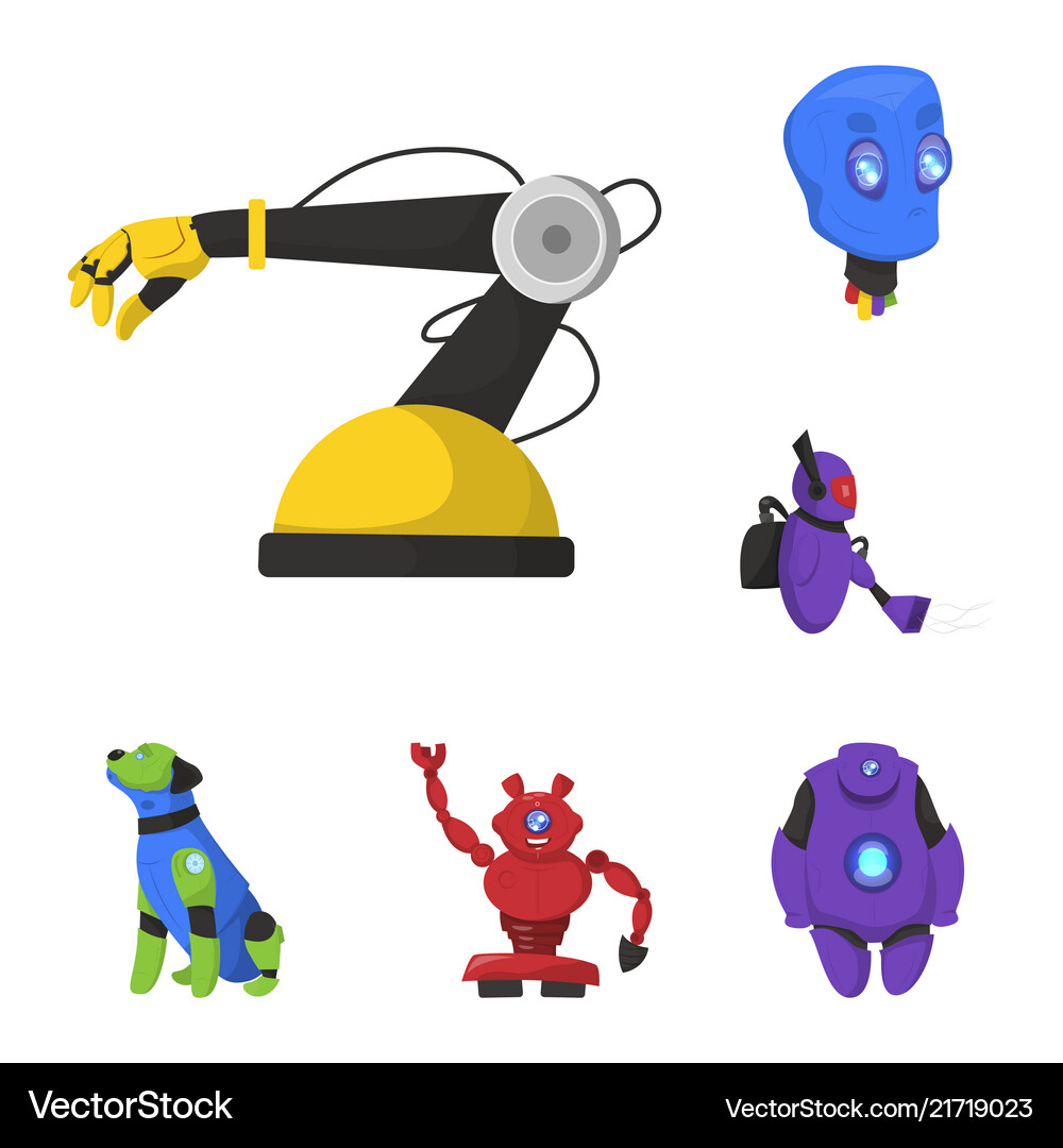 Robot and factory sign Royalty Free Vector Image