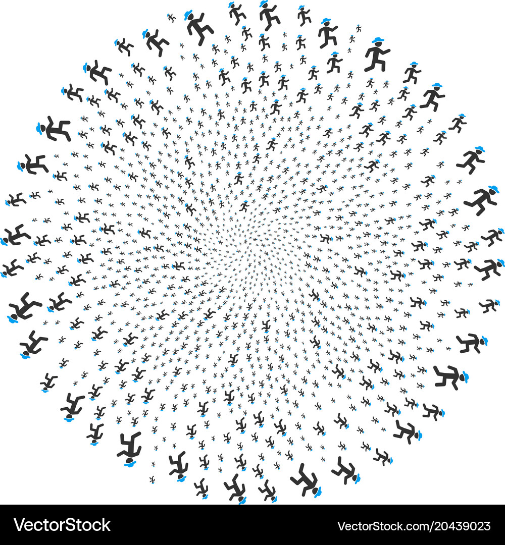 Running gentleman swirl round cluster Royalty Free Vector