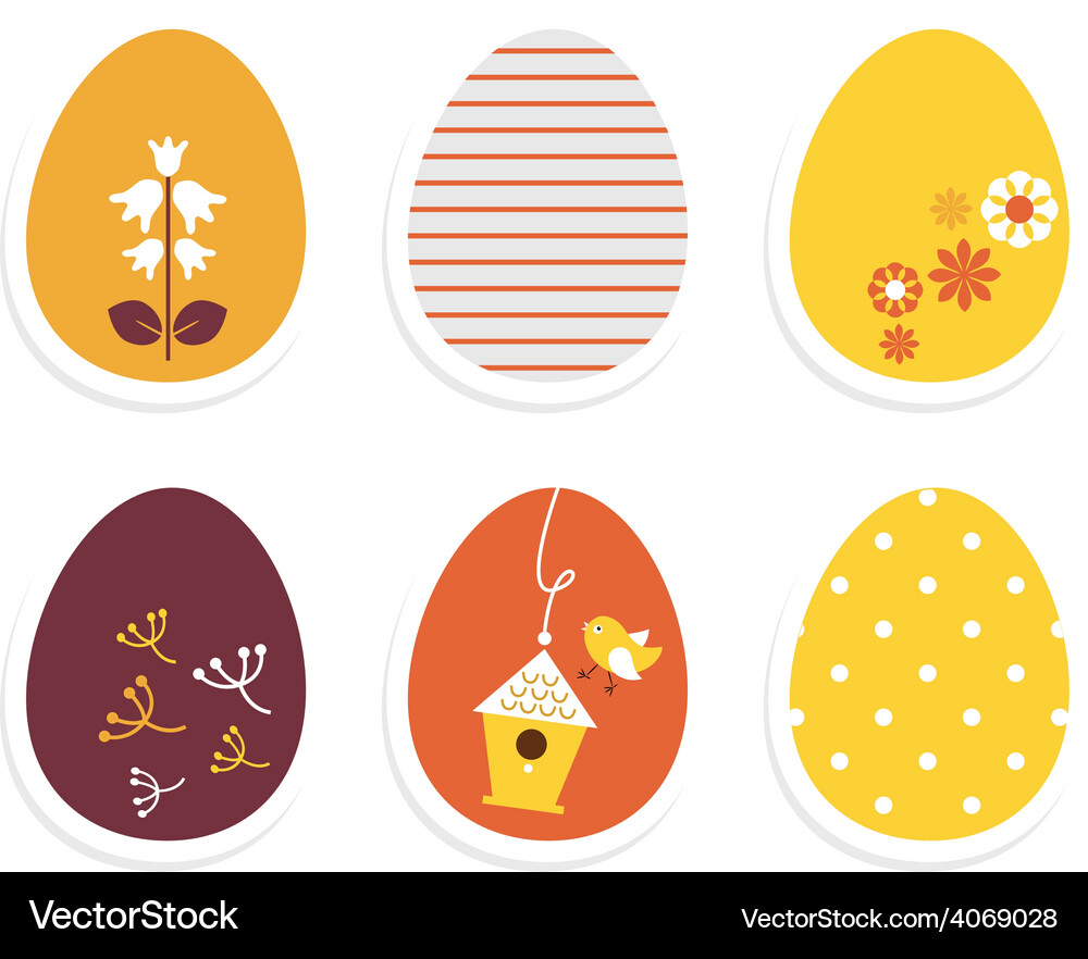 Beautiful cute easter eggs isolated on white Vector Image