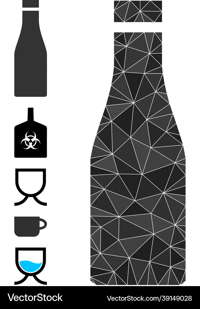Beer bottle triangle icon and other icons Vector Image