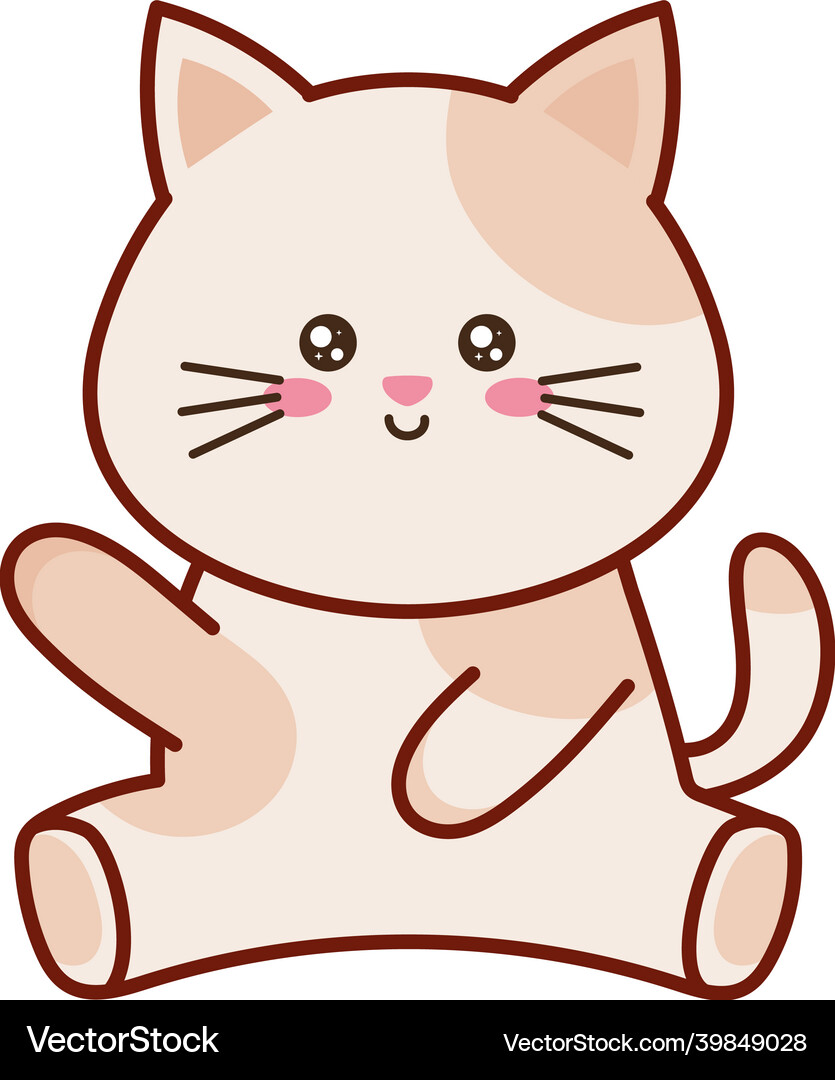 Cute little kawaii kitty Royalty Free Vector Image