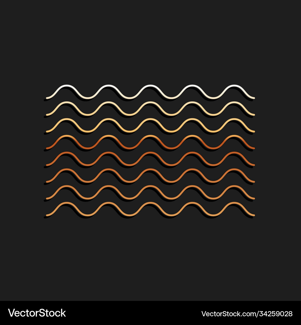 Gold waves icon isolated on black background long Vector Image