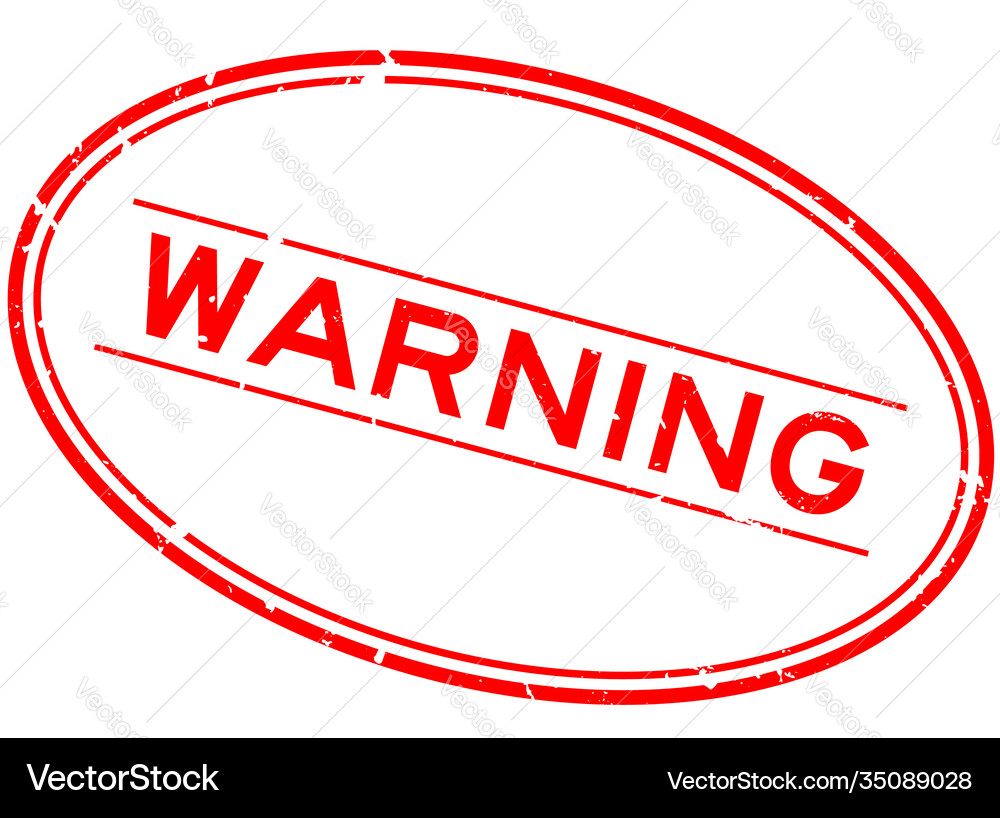 Grunge red warning word oval rubber seal stamp Vector Image
