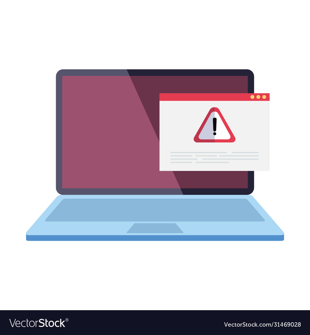 Laptop with warning notification icon Royalty Free Vector Laptop with warning notification icon Royalty Free Vector