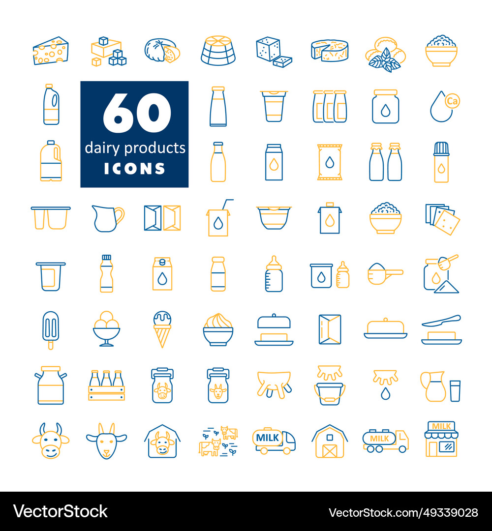 Milk dairy products icon set graph symbol for Vector Image