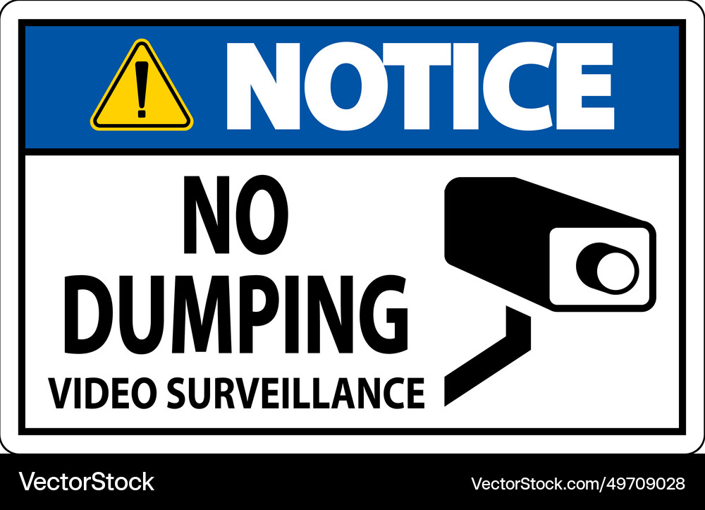 Notice sign video surveillance no dumping Vector Image