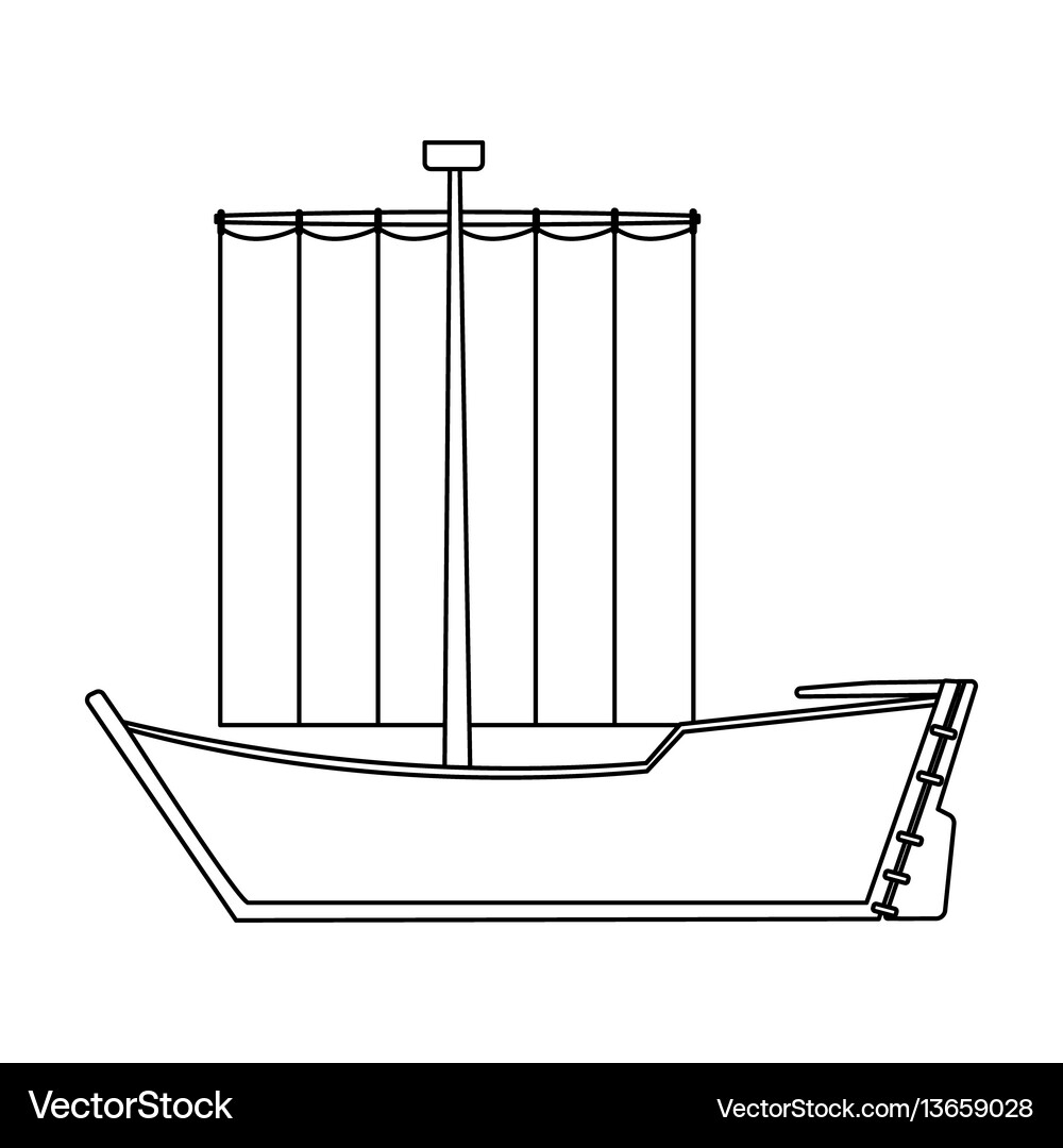 Sailboat the boat sails from wind water Royalty Free Vector