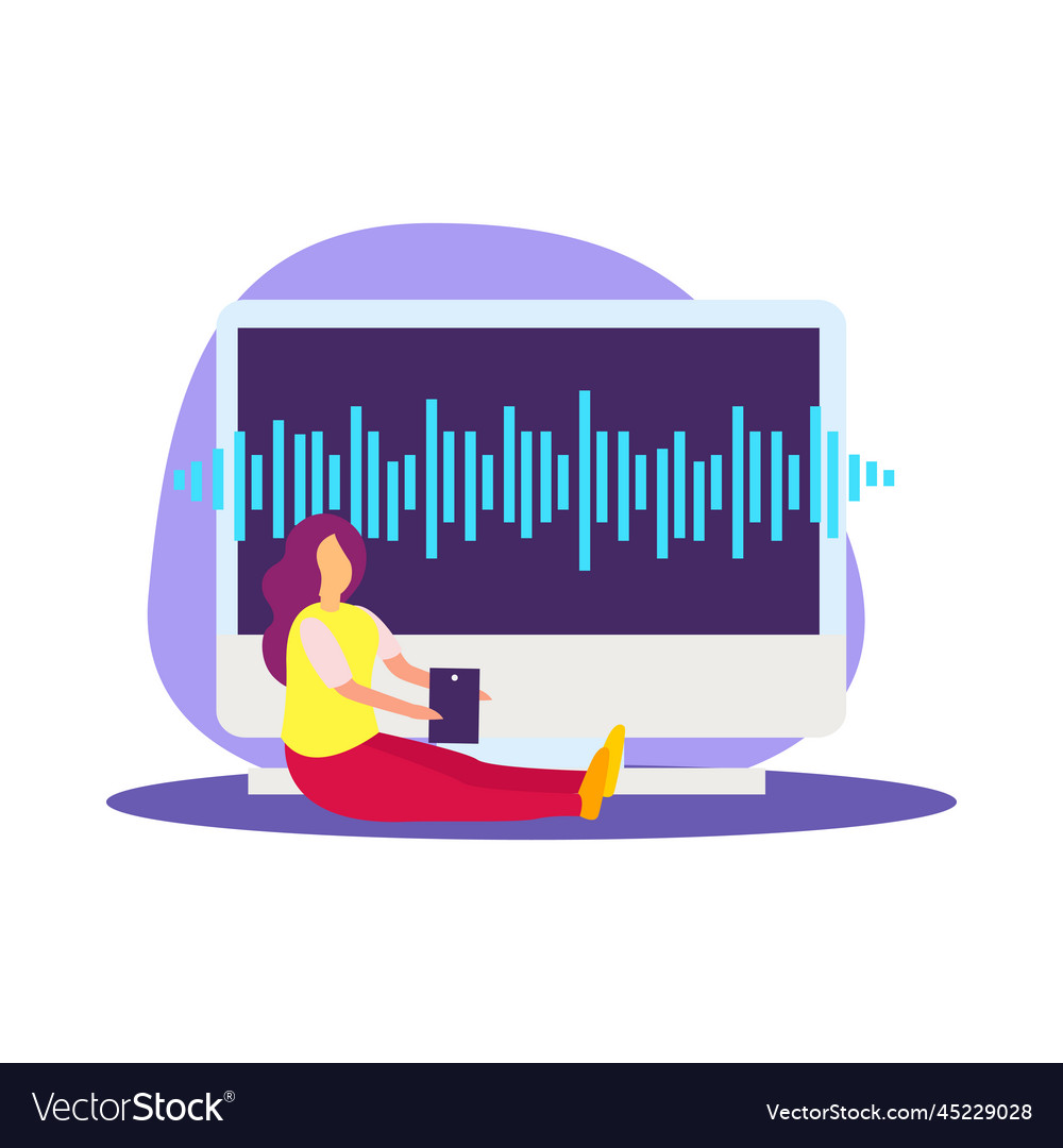 Voice control computer composition Royalty Free Vector Image