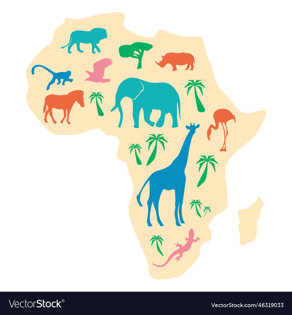 Africa animal map Royalty Free Vector Image - VectorStock