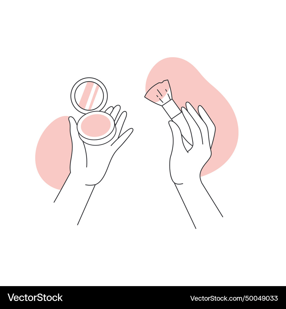 Face cosmetic powder with brush Royalty Free Vector Image