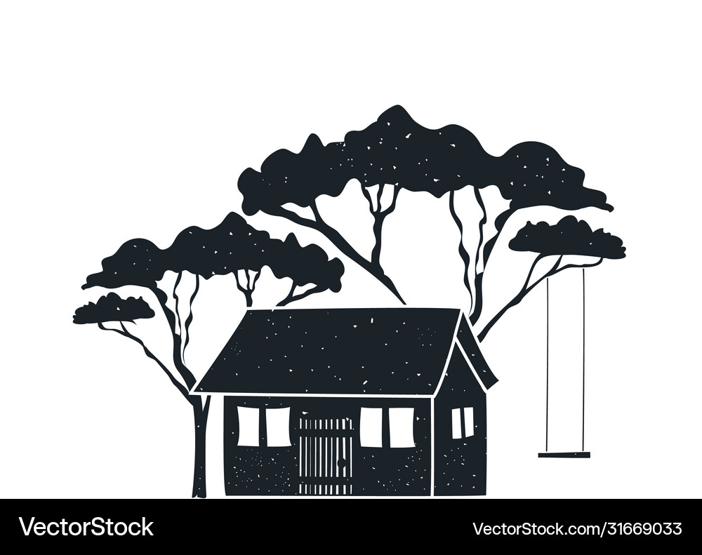 Hand drawn style typography poster with house Vector Image