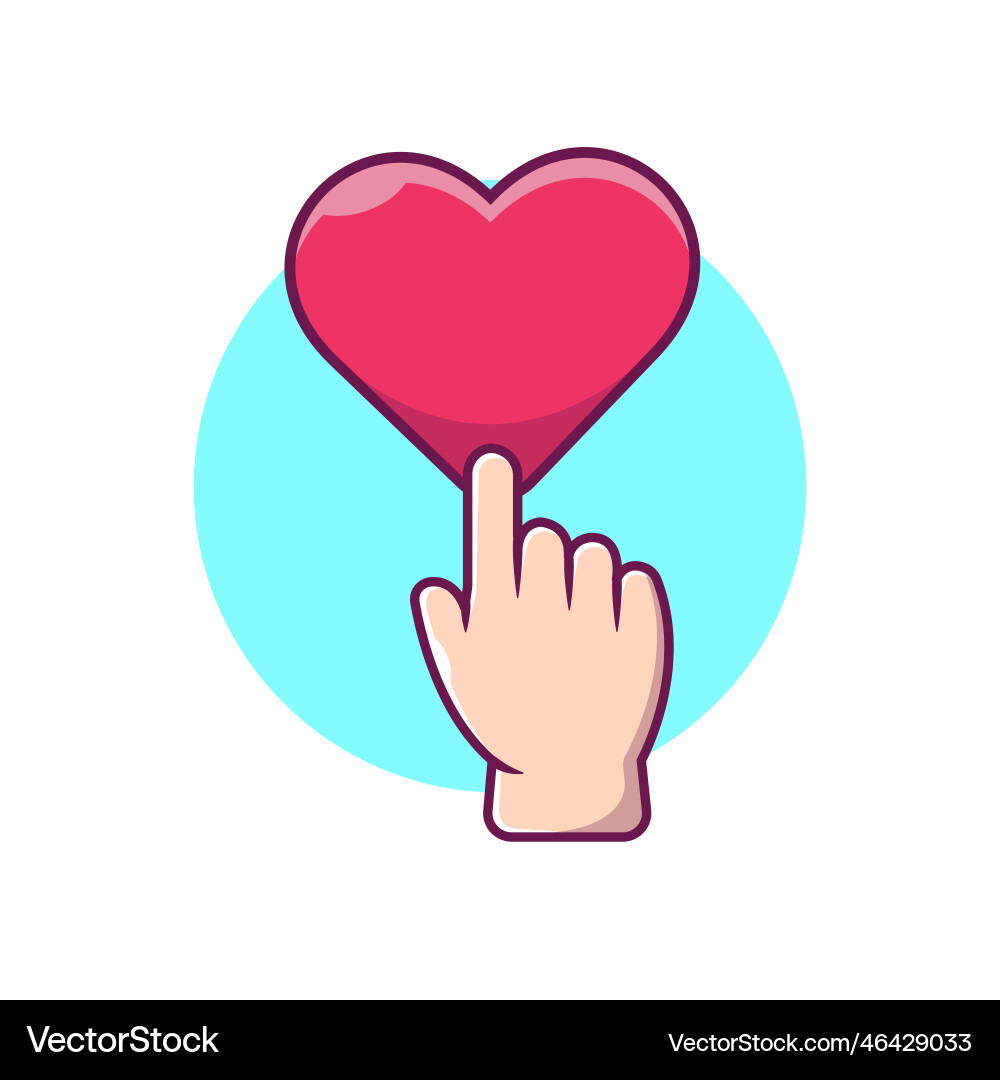 Hand touching love heart cartoon Royalty Free Vector Image