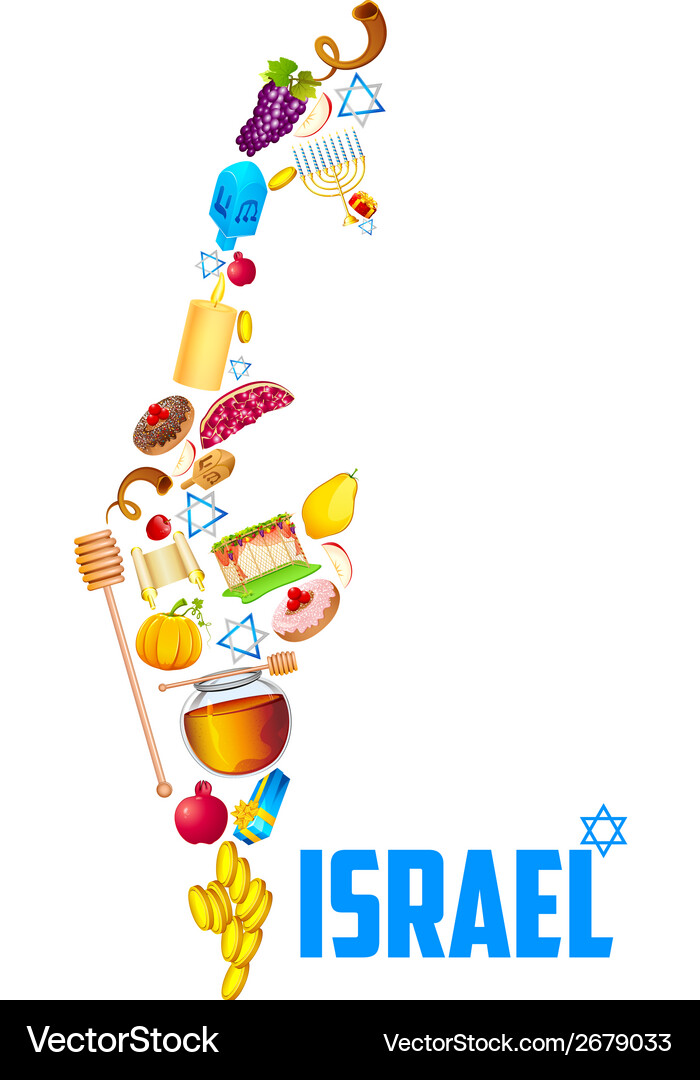 Holy object forming map of israel Royalty Free Vector Image