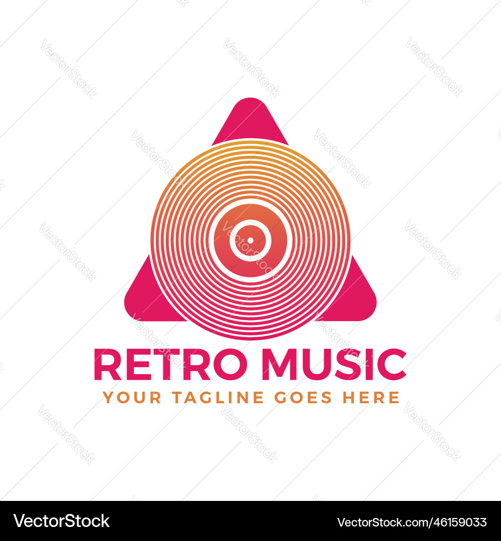 Retro music logo template vynil Royalty Free Vector Image