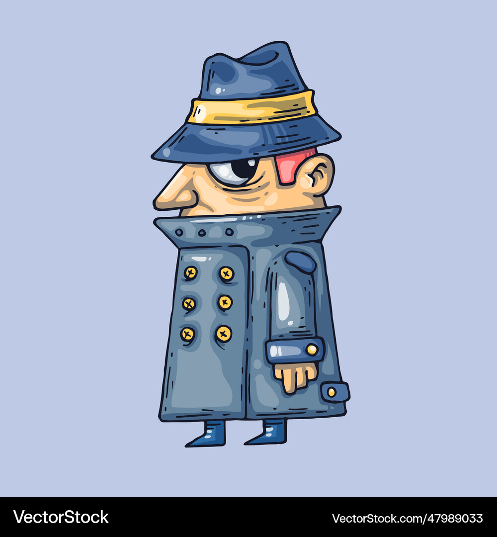 Secret agent in a coat creative cartoon art Vector Image