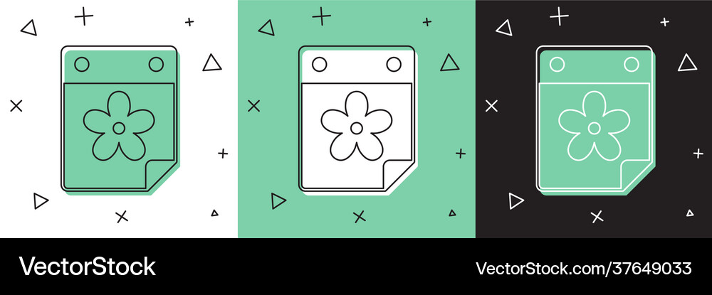 Set calendar with flower icon isolated on white Vector Image