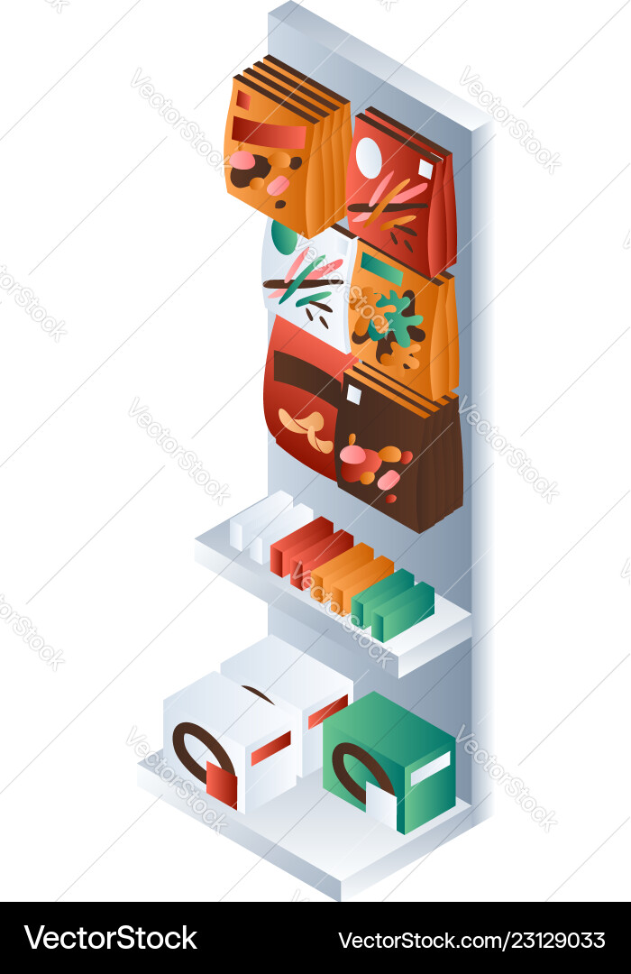 Small supermarket shelf icon isometric style Vector Image