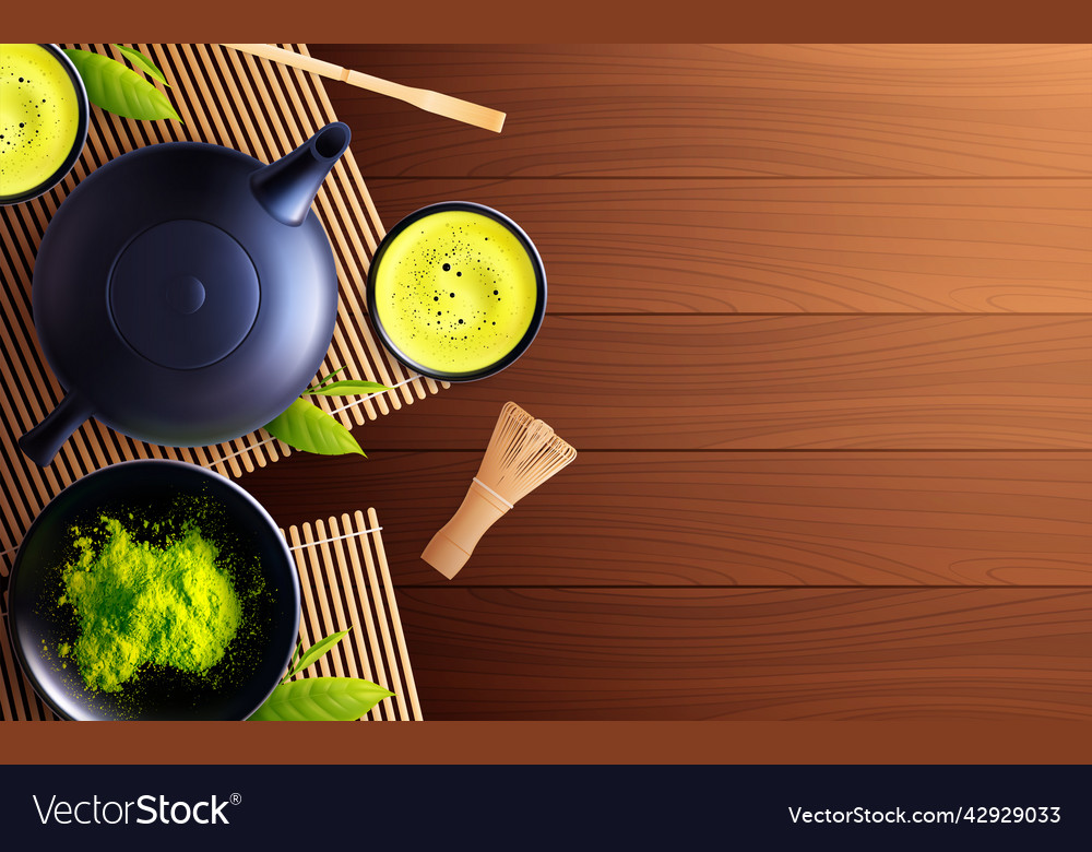 Table tea matcha composition Royalty Free Vector Image