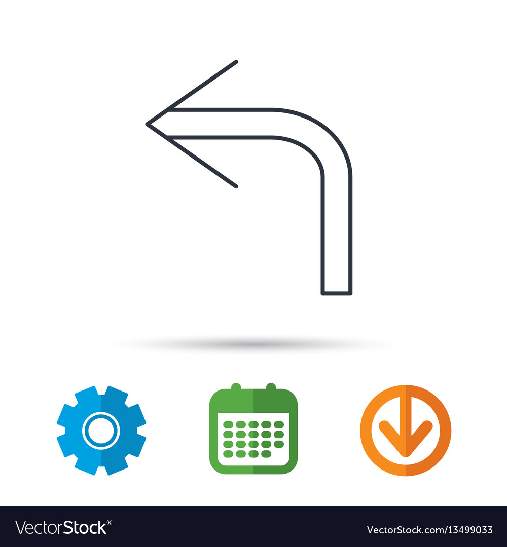 Turn left arrow icon previous sign Royalty Free Vector Image