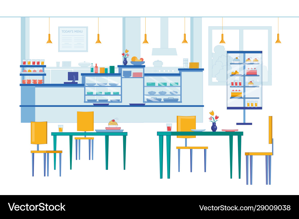 Cafeteria intended for college students in campus Vector Image