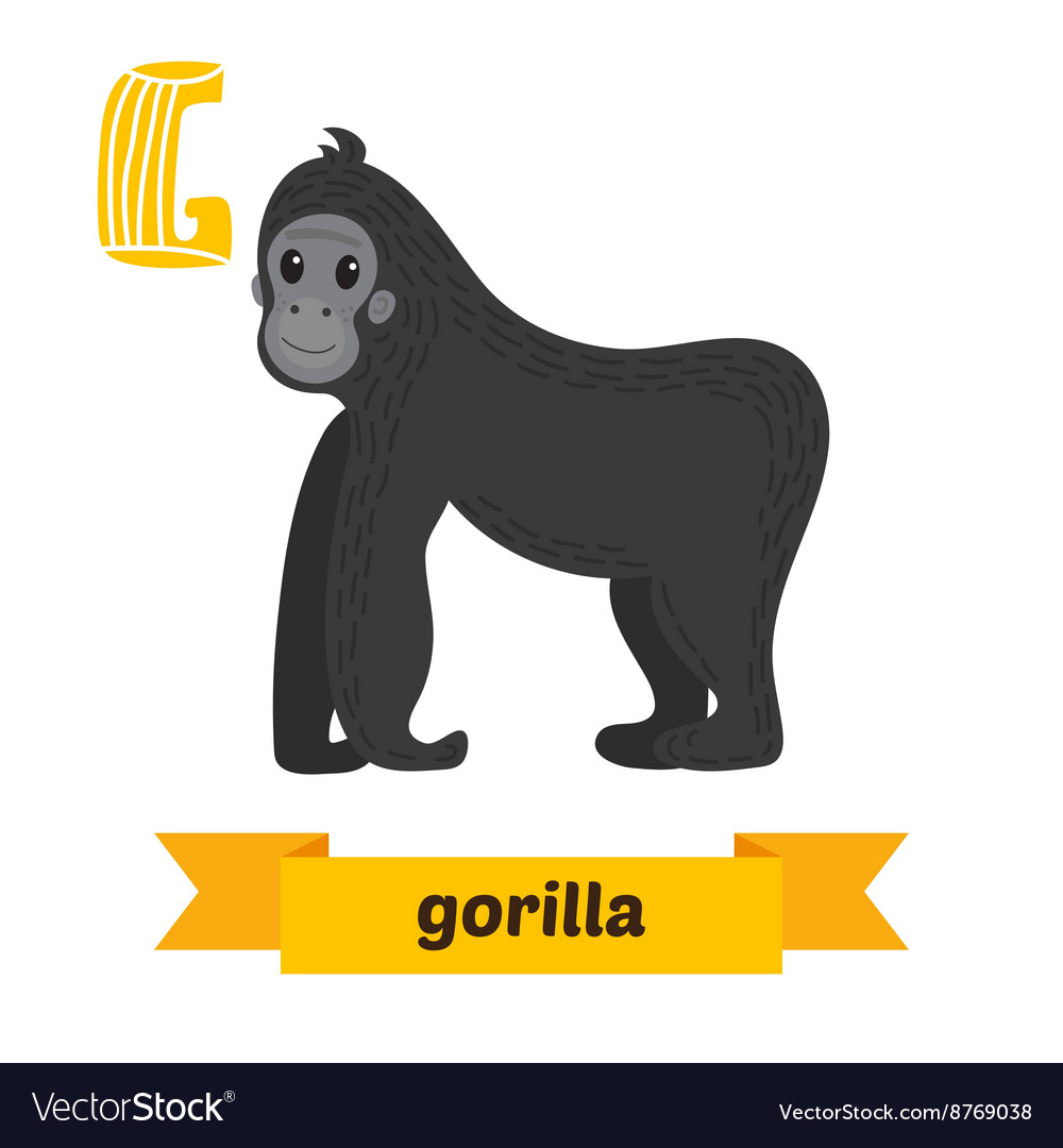 Gorilla g letter cute children animal alphabet Vector Image