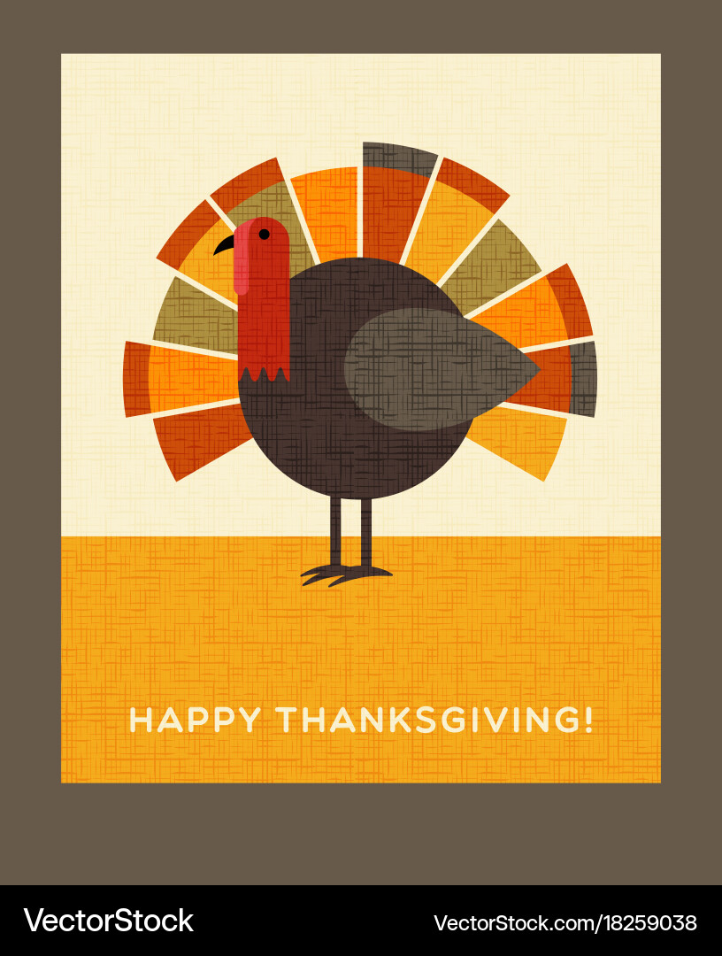 Happy thanksgiving turkey card Royalty Free Vector Image
