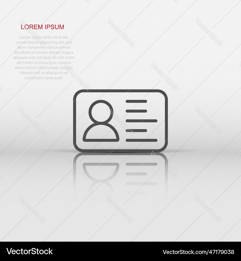 Id card icon in flat style identity badge Vector Image