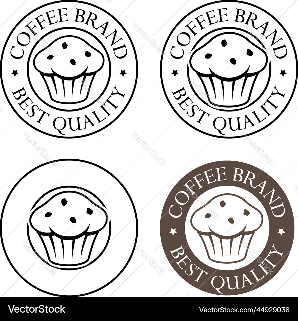 Line art round muffin icon with text - set 2 Vector Image