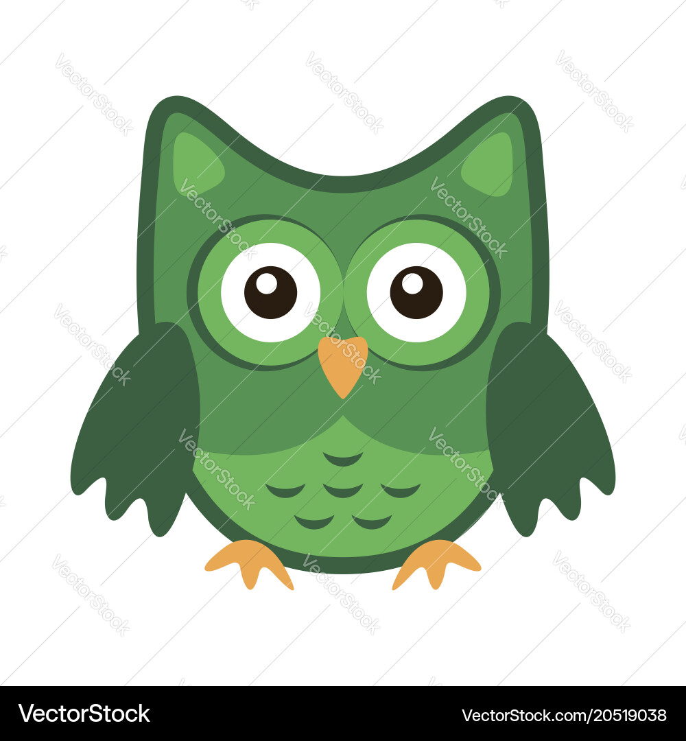Owl stylized icon green colors Royalty Free Vector Image