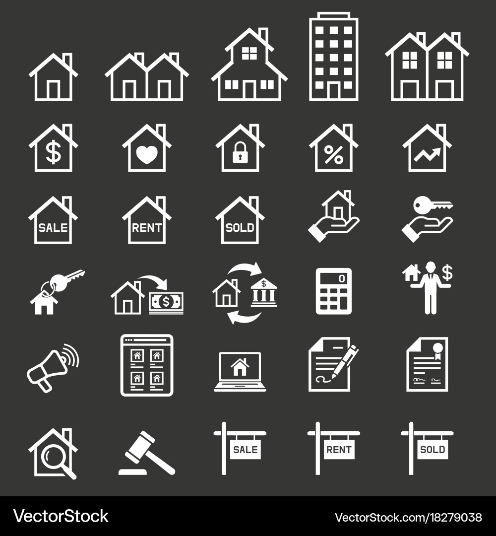 Real estate black icons Royalty Free Vector Image