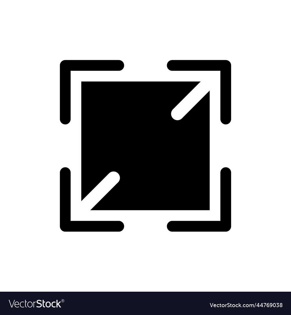 Screen enlarging black glyph ui icon Royalty Free Vector
