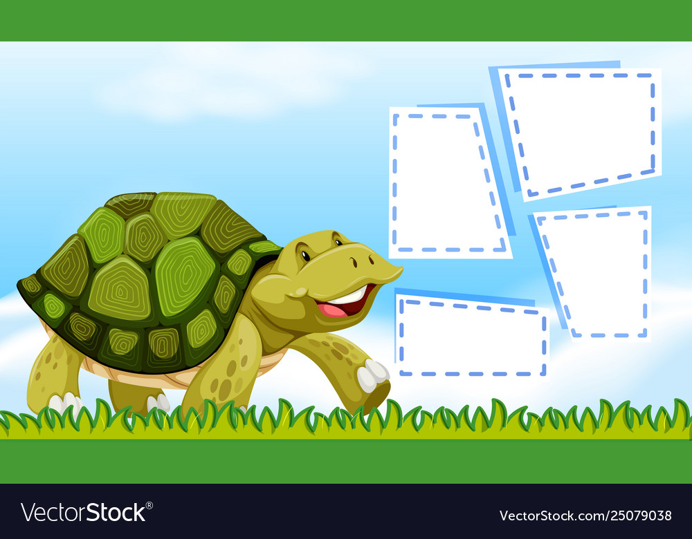 Turtle on note template Royalty Free Vector Image