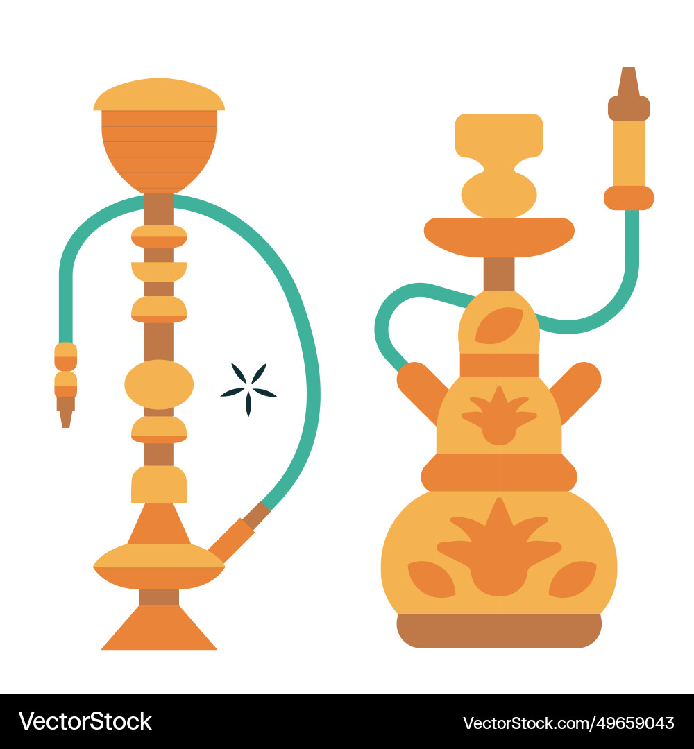 Arabic shisha and hookah with smoke pipe Vector Image